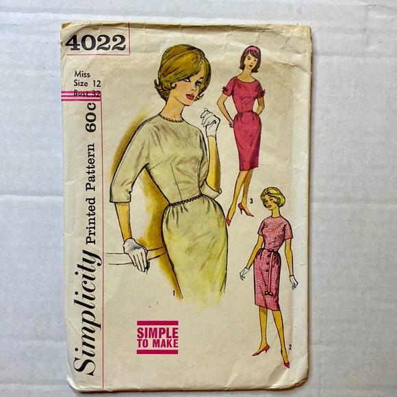 Simplicity | Other | Vintage Simplicity 422 960s Miss One Piece Dress ...